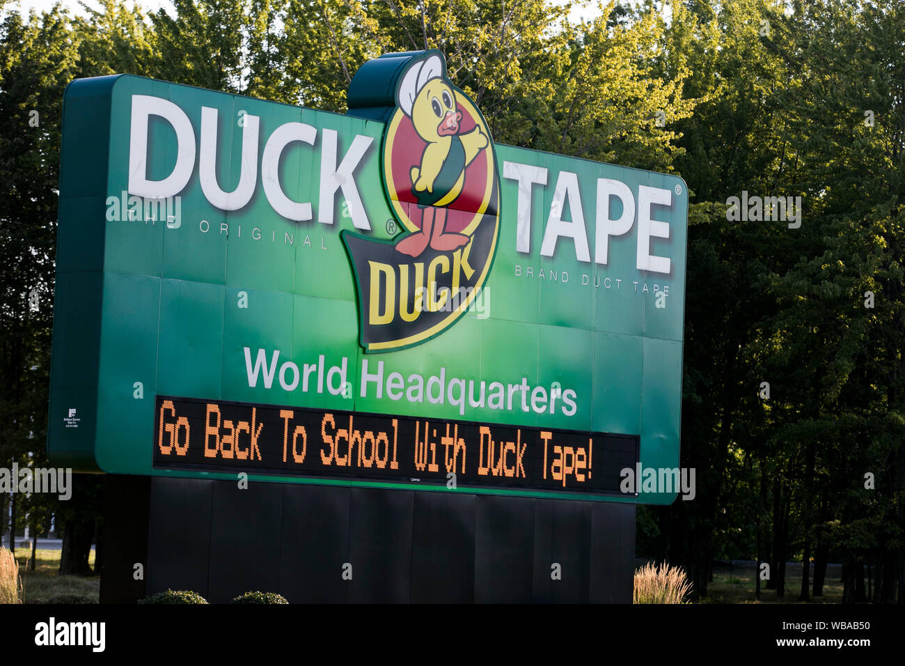 A logo sign outside of the headquarters of ShurTech Brands, maker of ...