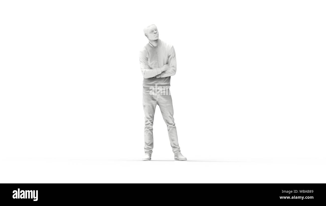 3d rendering of a computer model of a man standing in white studio ...