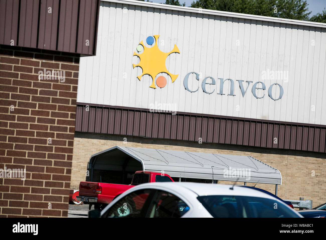 A logo sign outside of a facility occupied by Cenveo in Cleveland, Ohio ...