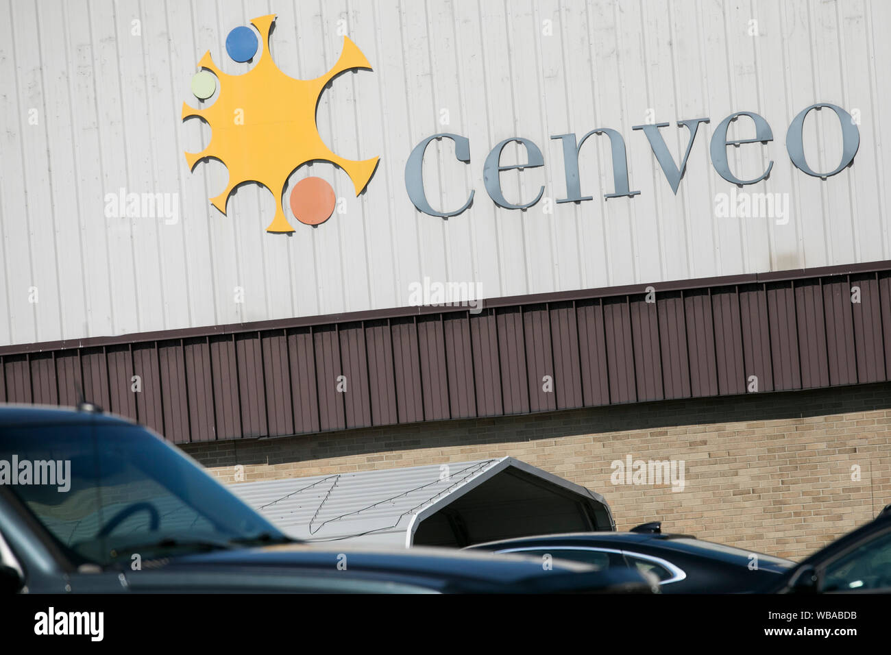 A logo sign outside of a facility occupied by Cenveo in Cleveland, Ohio ...