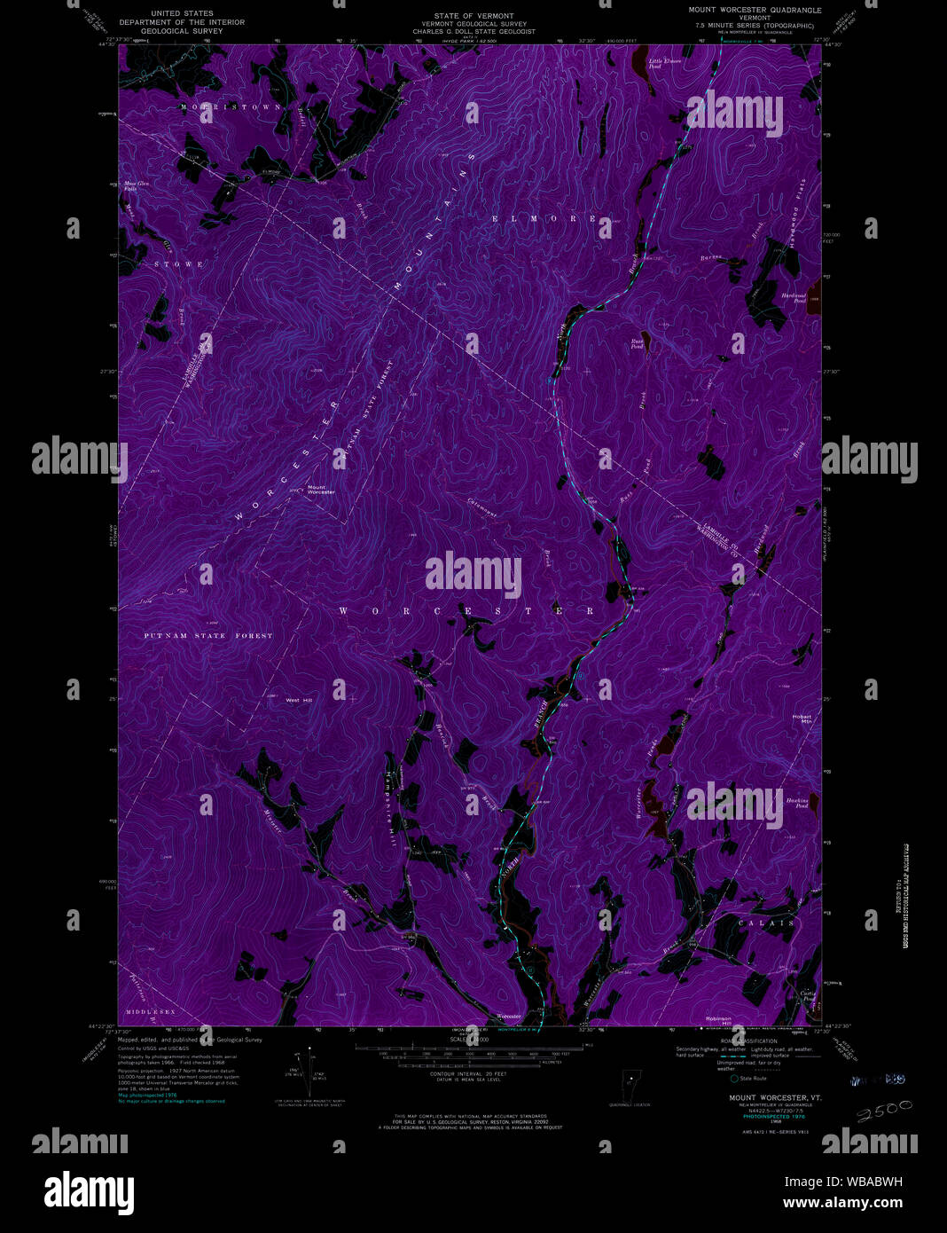 USGS Topo Map Vermont VT Mount Worcester 337554 1968 24000 Inverted ...
