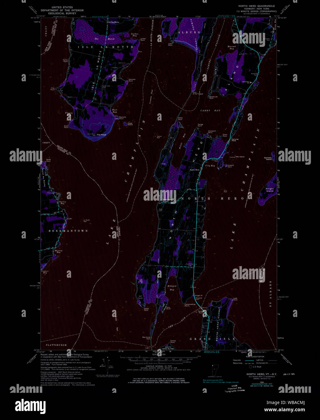 USGS Topo Map Vermont VT North Hero 337562 1966 24000 Inverted ...