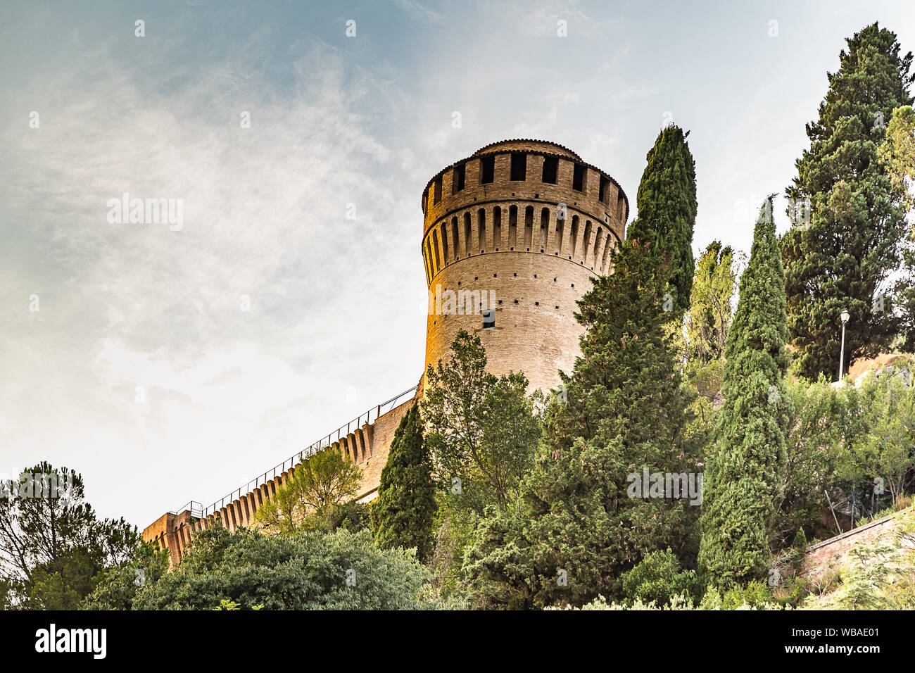 medieval tower in village in Italy Stock Photo - Alamy