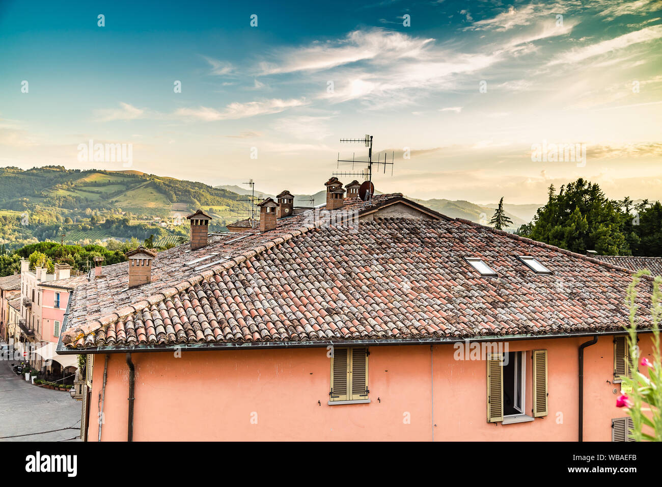 tile roofs of medieval village in Italy Stock Photo - Alamy