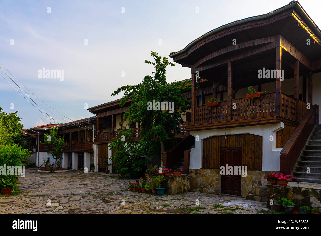POMORIE, BULGARIA - JUNE 25, 2019: Monastic cells of the Orthodox ...