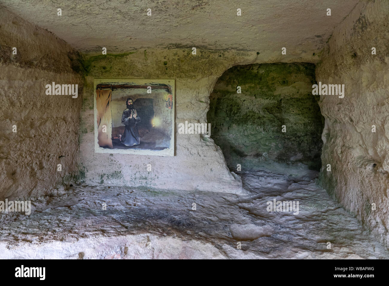 ALADZHA, BULGARIA - JUNE 26, 2019: Interior (monastic cell) of the ...
