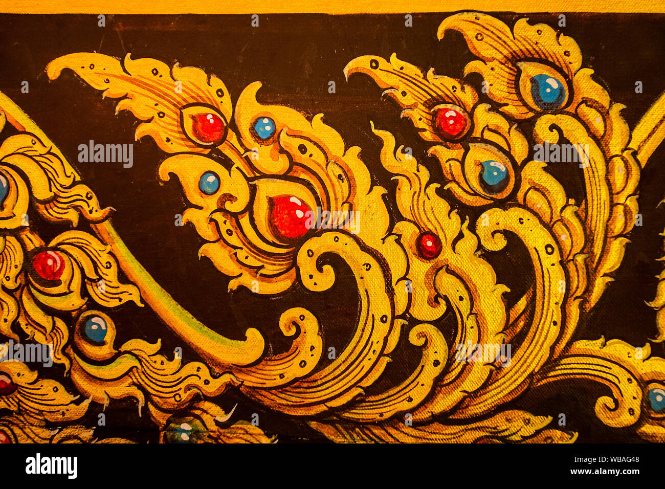 Colorful Thai mural painting in Wat Wat Pa Lelai Temple, Suphan Buri ...