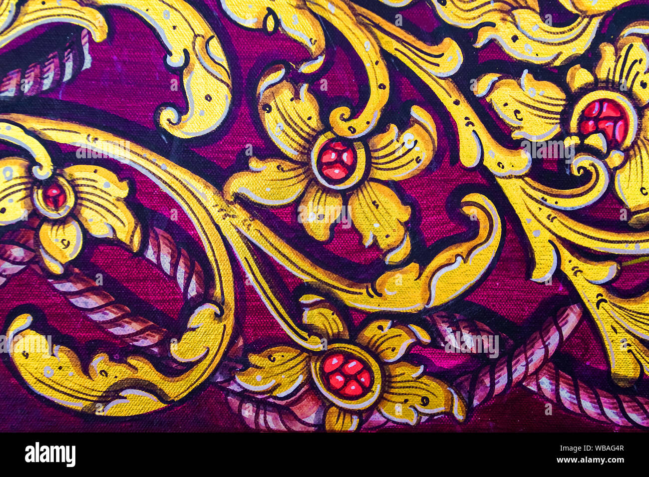 Colorful Thai mural painting in Wat Wat Pa Lelai Temple, Suphan Buri ...