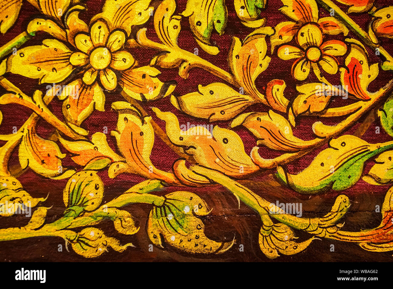 Colorful Thai mural painting in Wat Wat Pa Lelai Temple, Suphan Buri ...