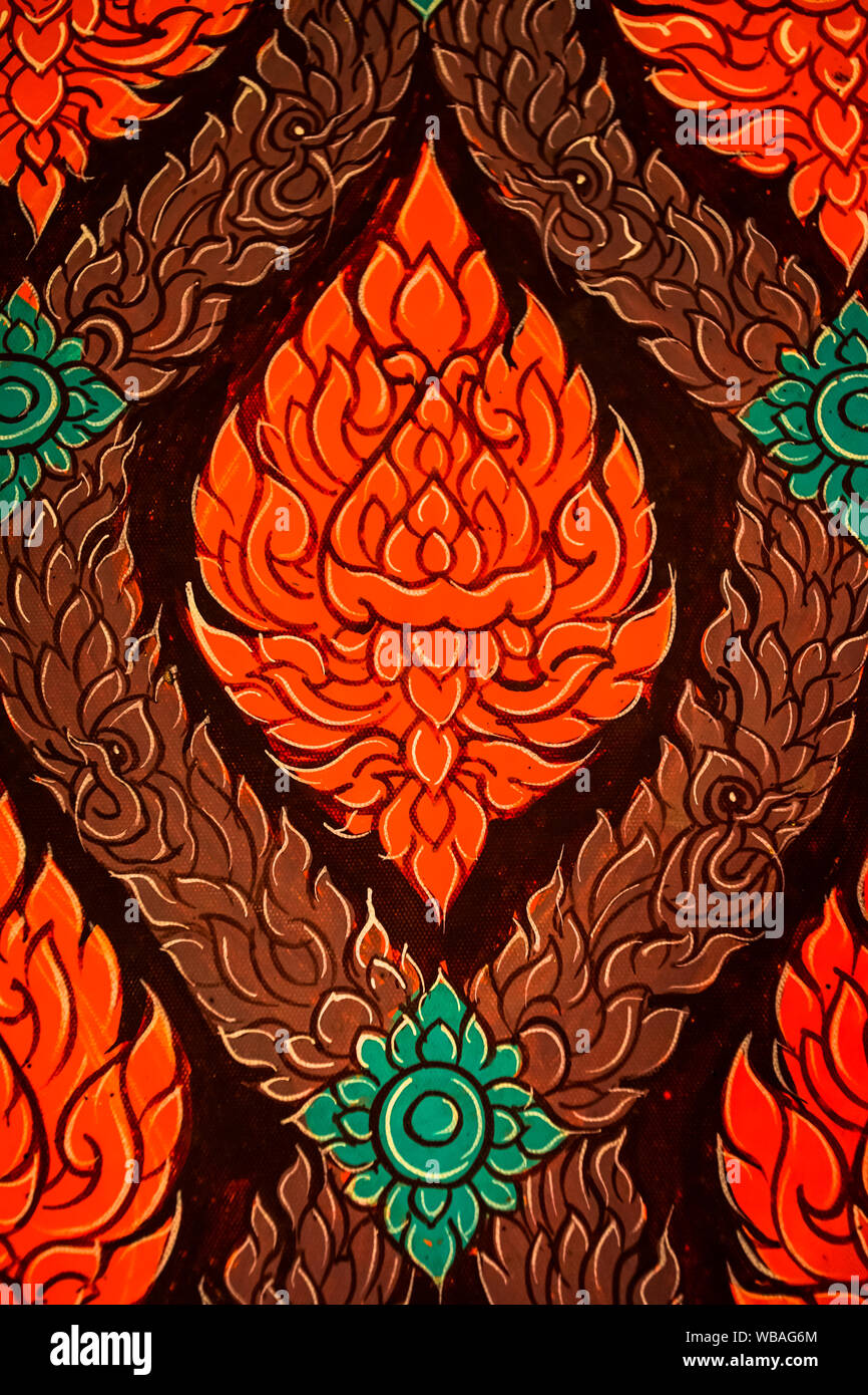 Colorful Thai mural painting in Wat Wat Pa Lelai Temple, Suphan Buri ...