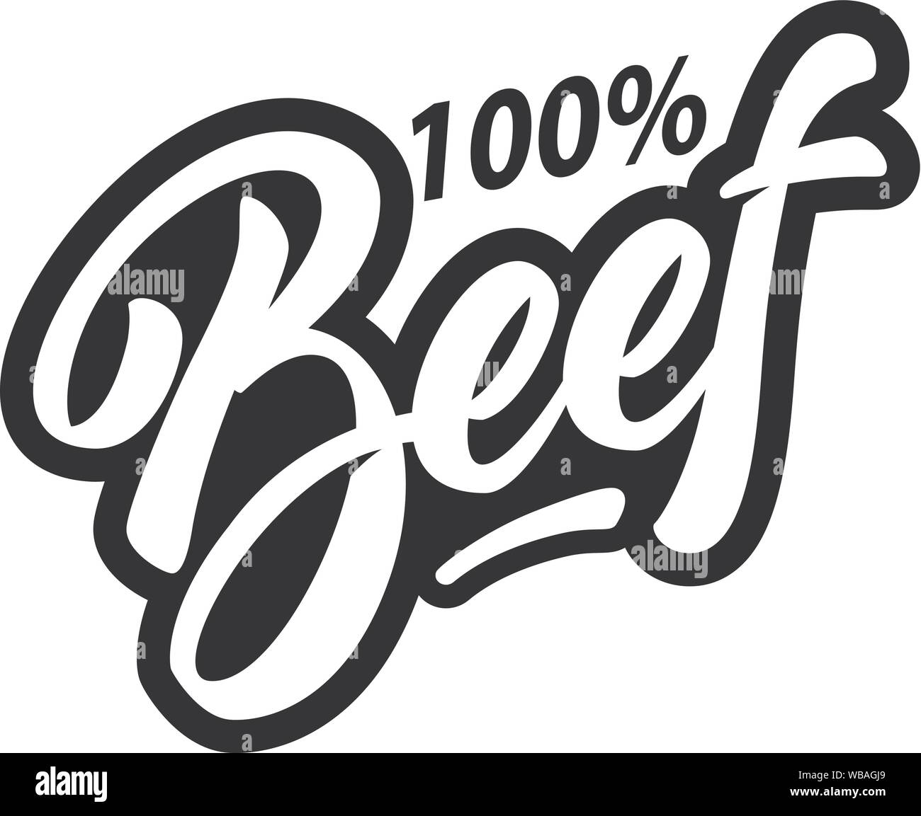 100% beef. Lettering phrase on white background. Design element for ...