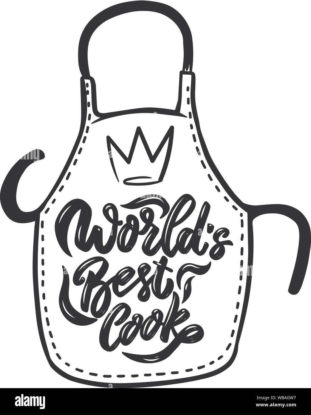 World best cook. Lettering phrase on background with kitchen apron ...