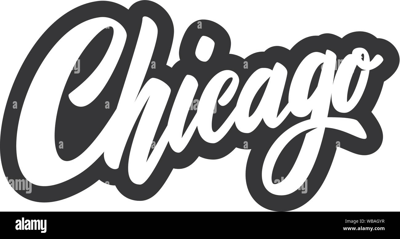 Chicago. Lettering phrase isolated on white background. Design element ...