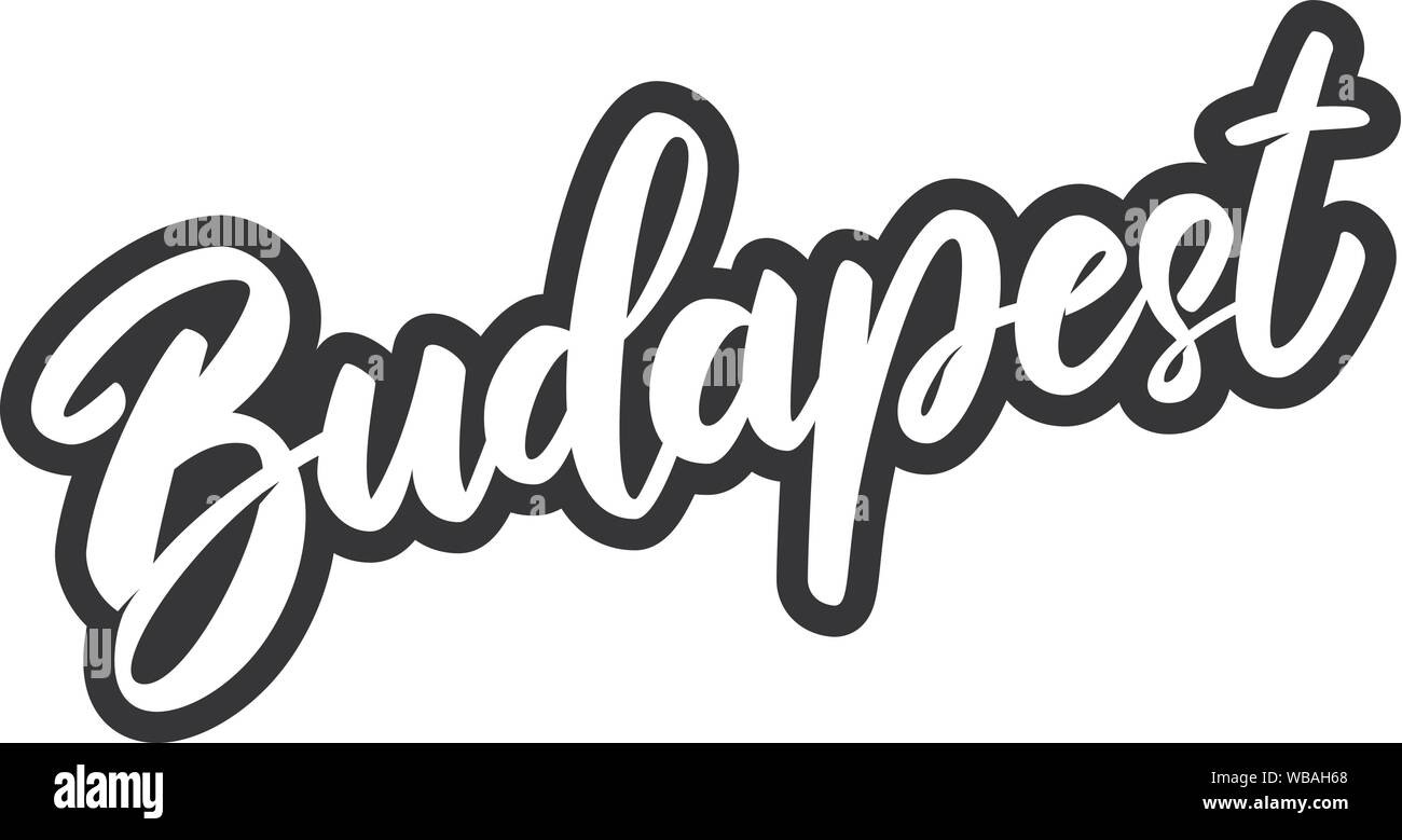 Budapest (capital of Hungary). Lettering phrase on white background ...