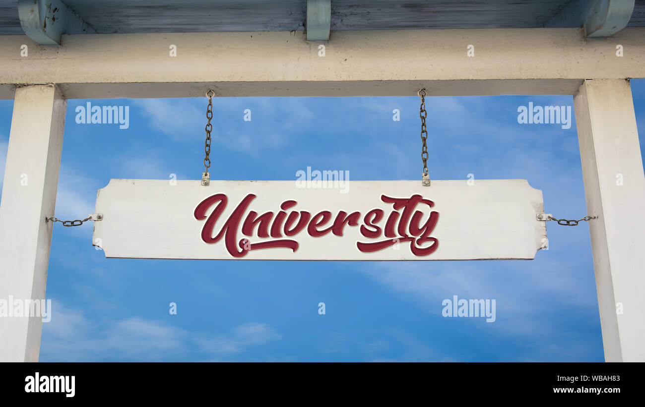Street Sign the Direction Way to University Stock Photo - Alamy