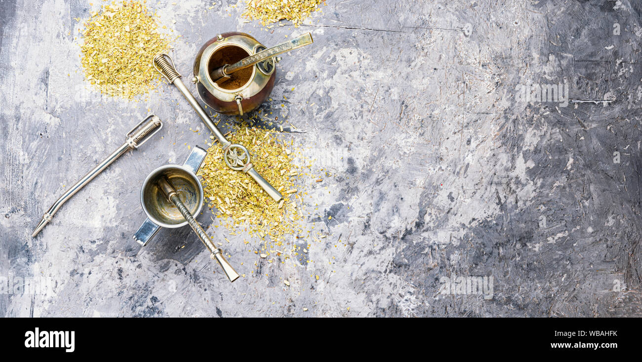 Yerba mate tea popular in latin america.Yerba mate in calabash and dry ...
