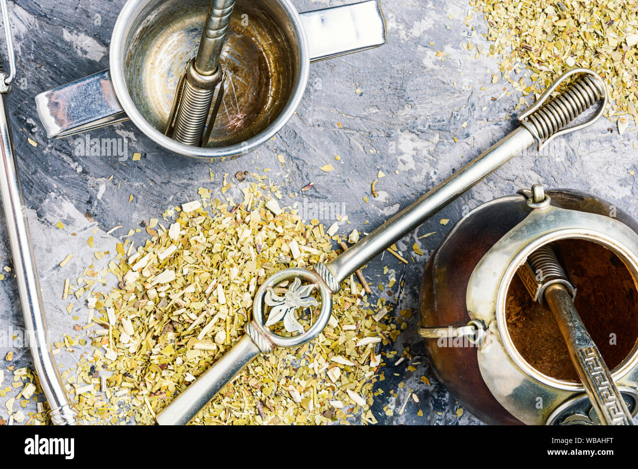Yerba mate tea popular in latin america.Yerba mate in calabash and dry ...
