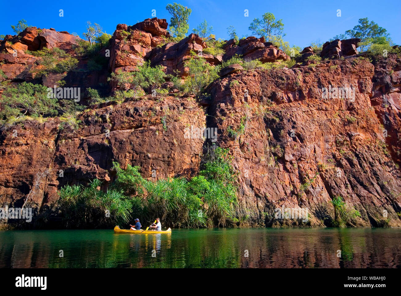 Canoeists exploring the Main Gorge,, Boodjamulla (Lawn Hill) National ...
