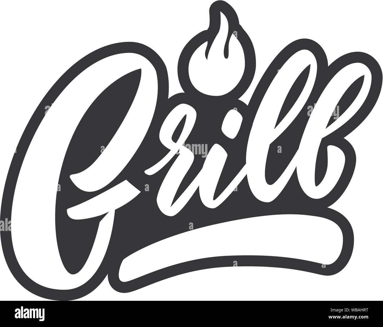 Grill. Lettering phrase on white background. Design element for poster ...