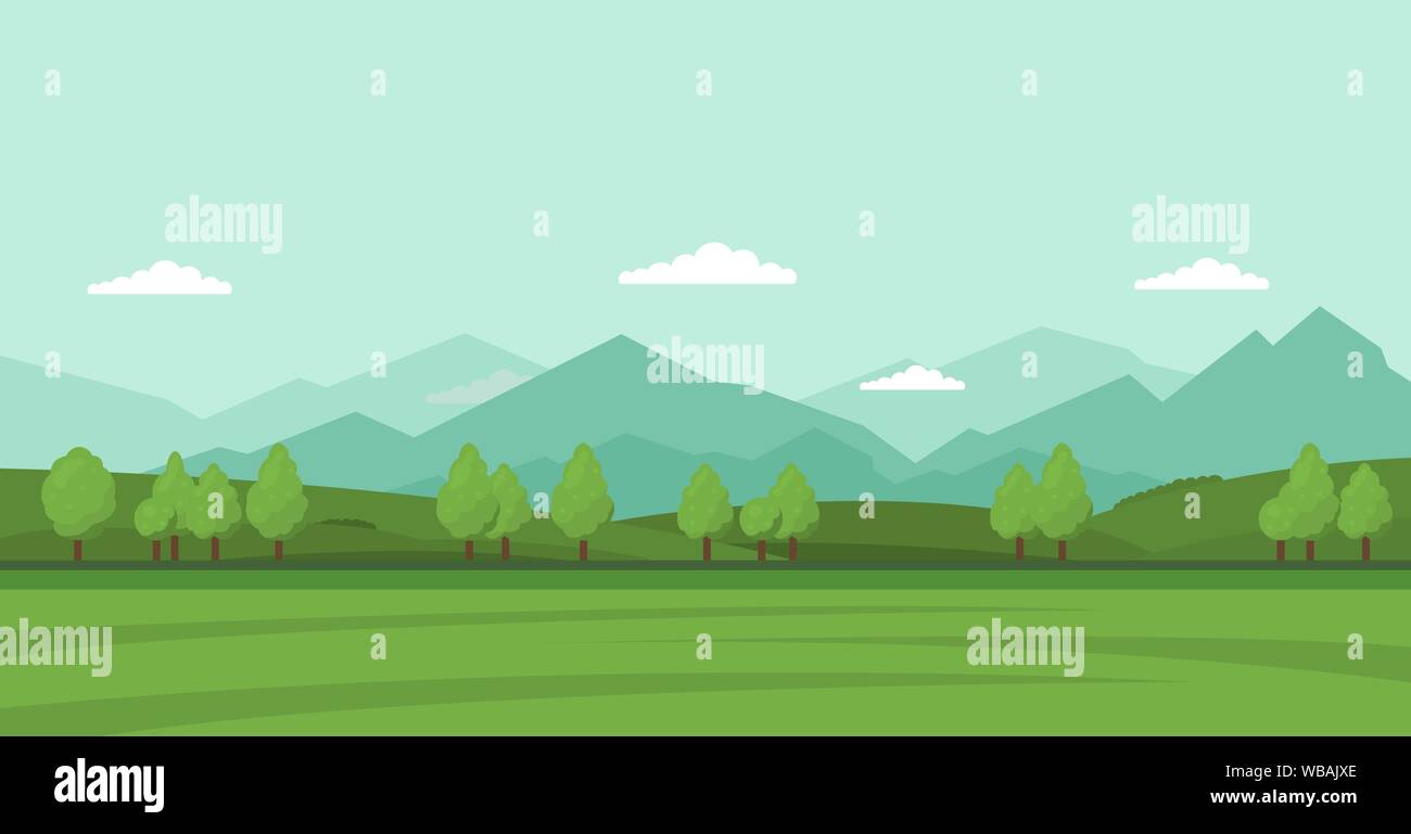 Cartoon illustration of summer landscape Stock Vector Image & Art - Alamy