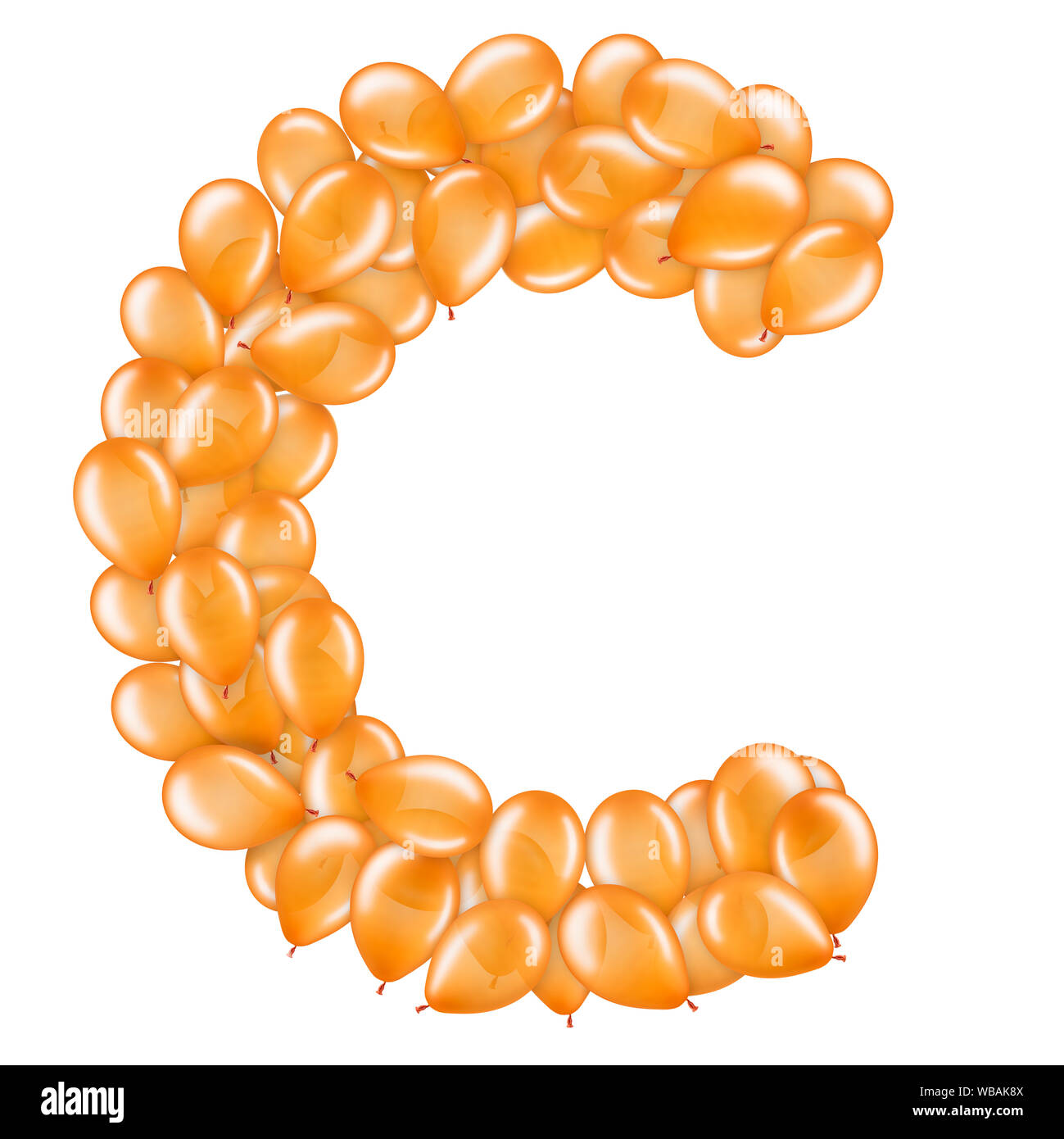 Orange letter C from helium balloons part of English alphabet Stock ...