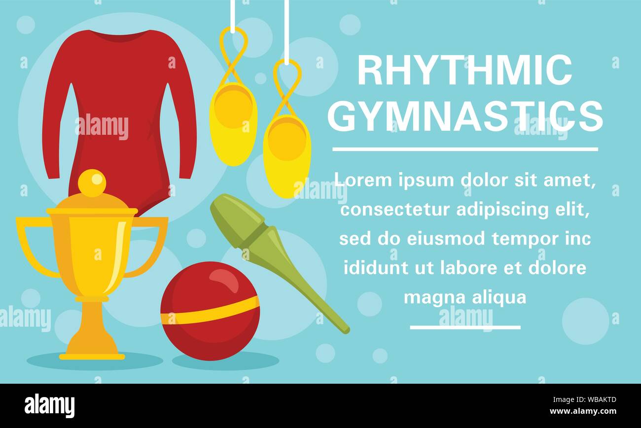 Rhythmic gymnastics equipment concept banner. Flat illustration of ...