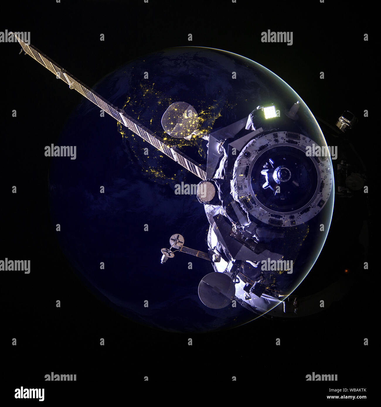 Space shuttle. Infinite space background with nebulas and stars ...