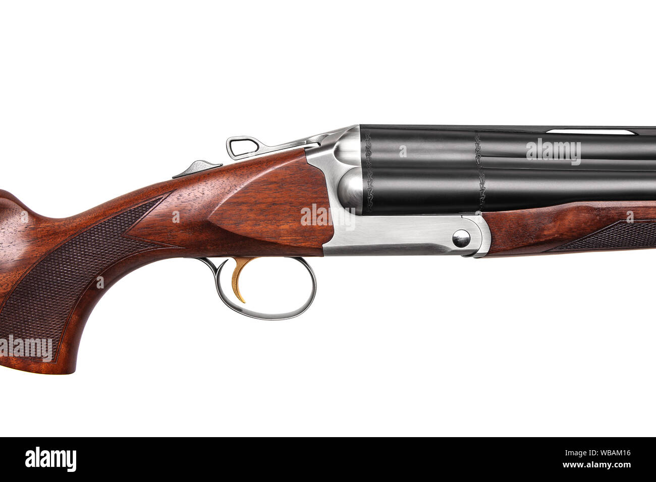 Hunting three-barrel gun on a white background. three-barrel shotgun ...