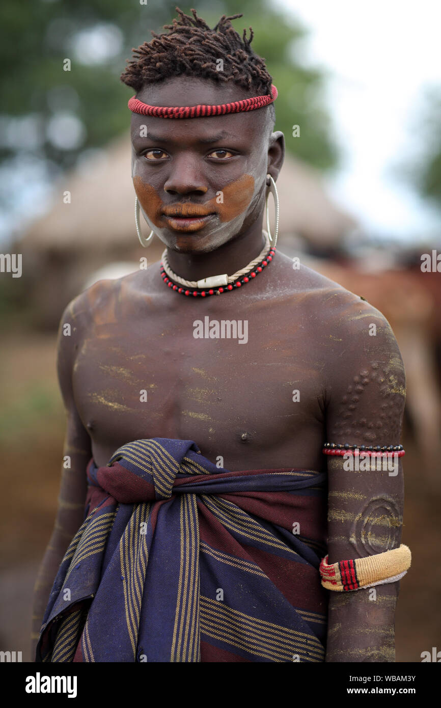 Warrior of the Mursi tribe in the Mago National Park, Lower Omo Valley ...