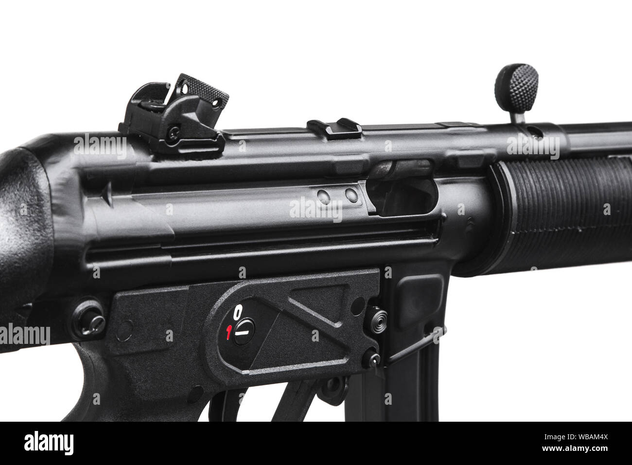 Modern black submachine gun isolate on white background. Automatic ...