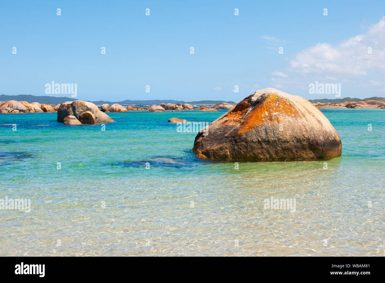 Granite boulders in the crystal clear water of Greens Pool, William Bay ...