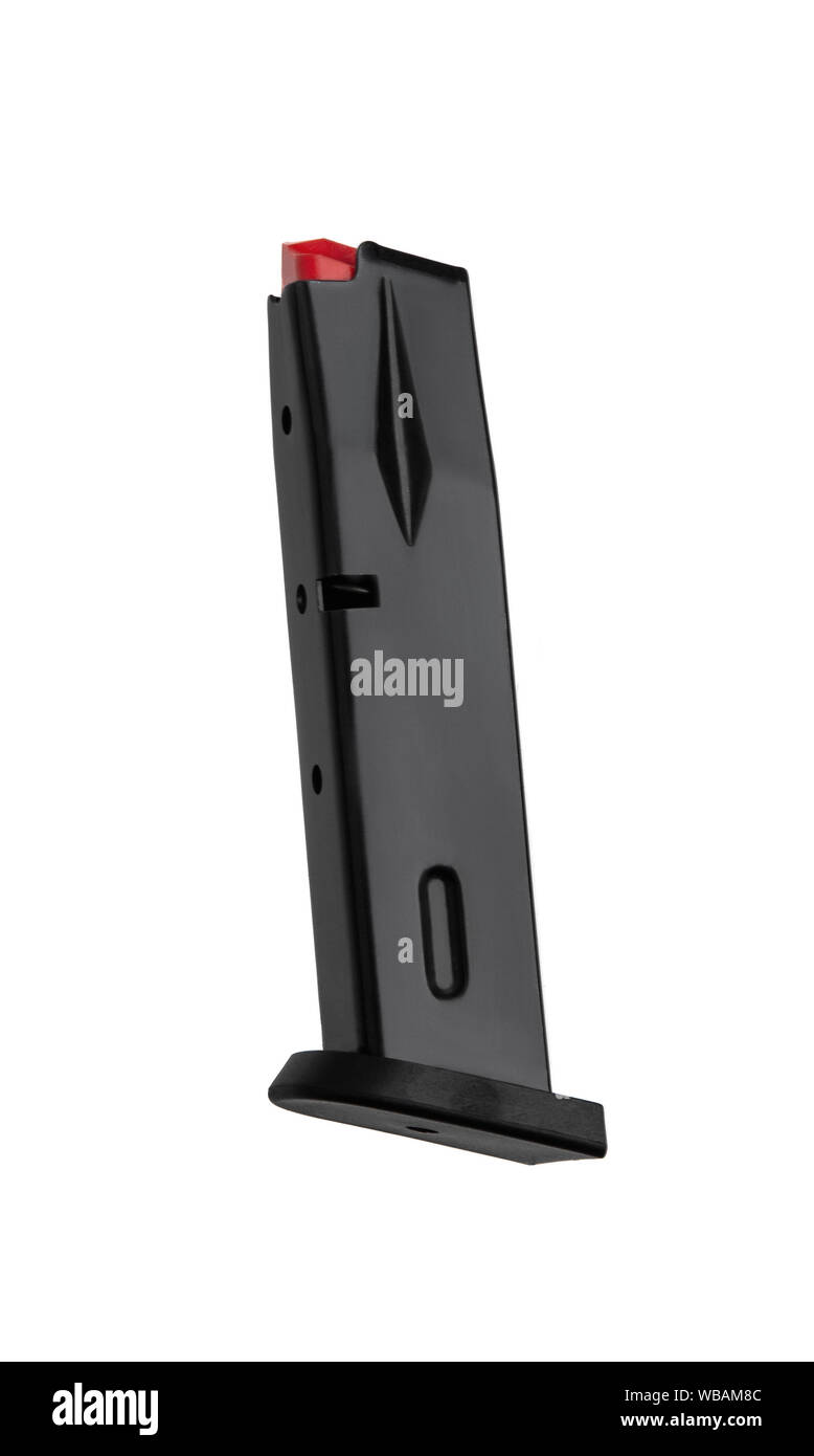 handgun magazine on white surface Stock Photo - Alamy