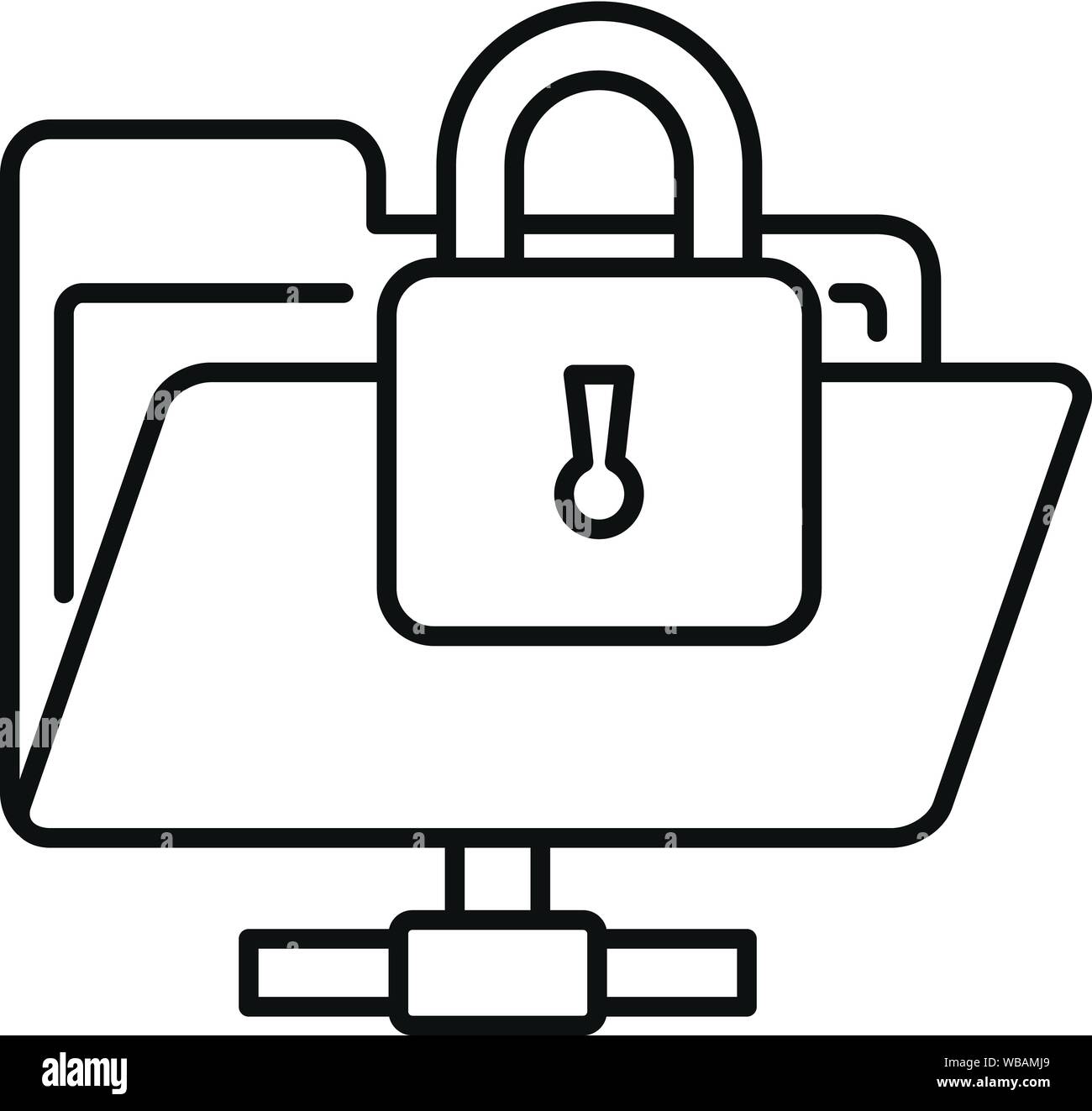 Secured folder icon. Outline secured folder vector icon for web design ...