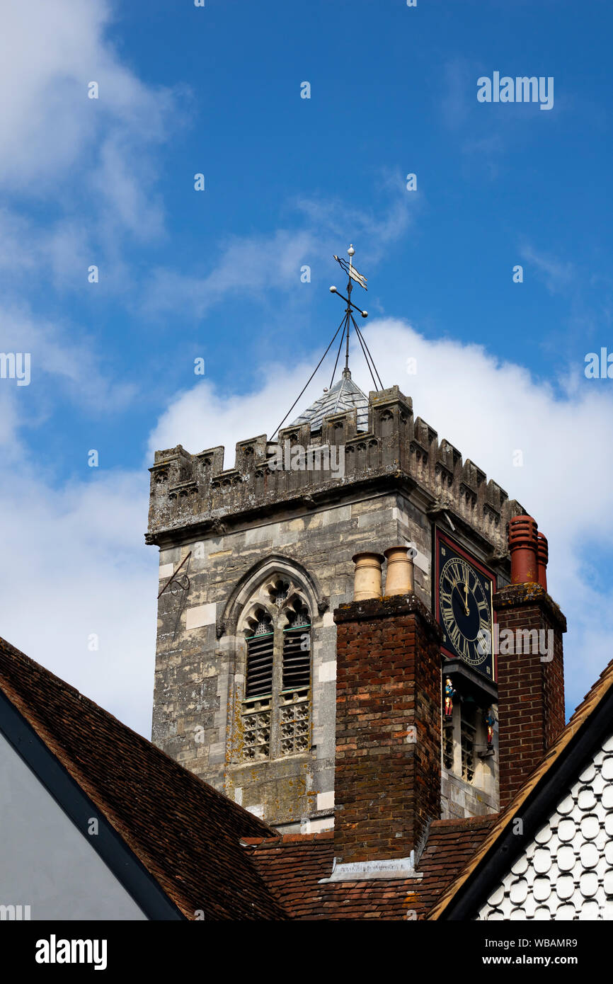 Stone built Norman tower circa 1220 AD with medieval rooftops in ...