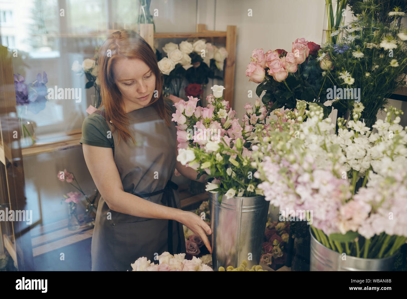 Person looking at flowers hi-res stock photography and images - Alamy
