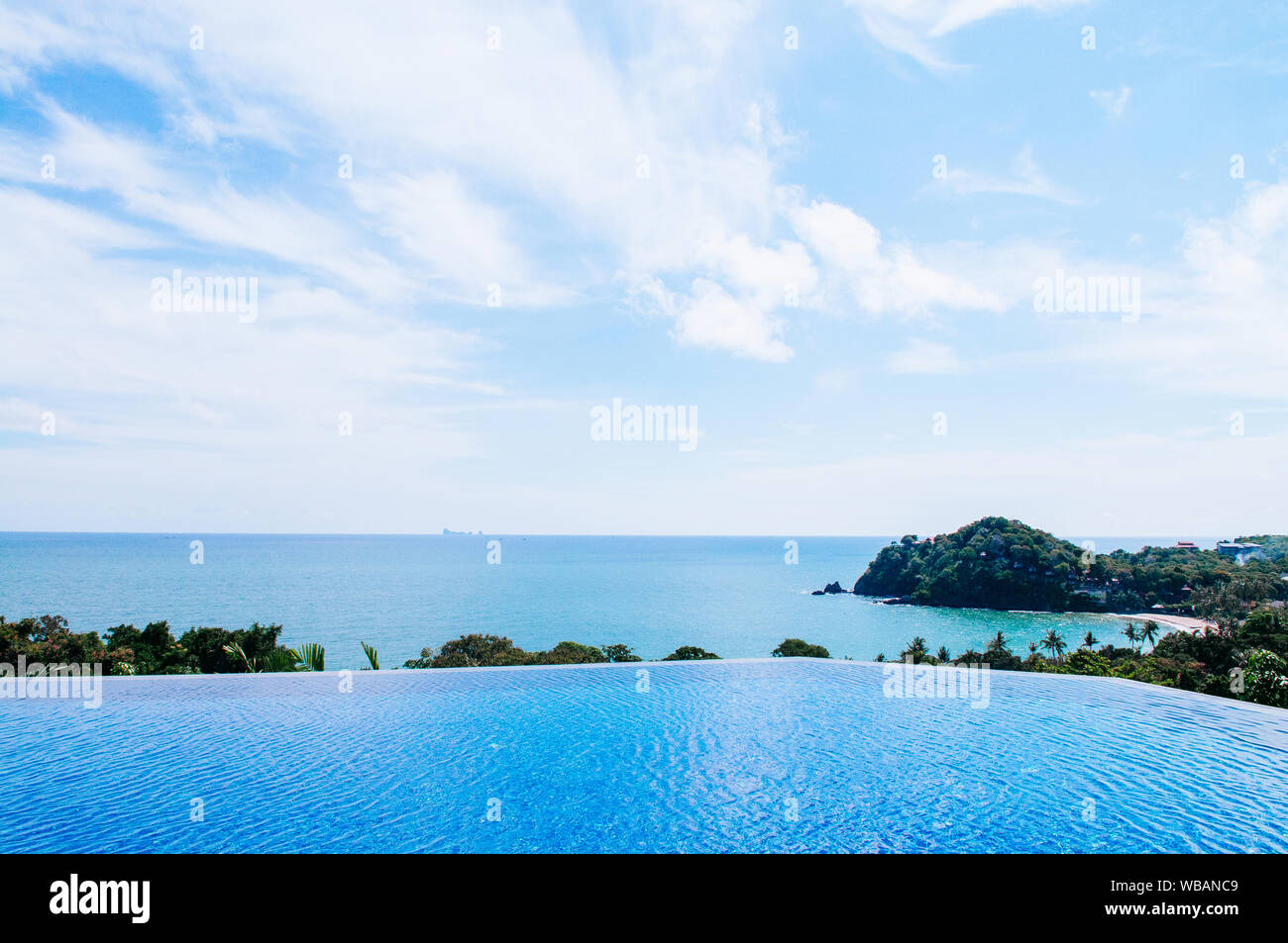 MAY 22, 2014 Krabi, THAILAND - Hill top infinity edge pool with ...