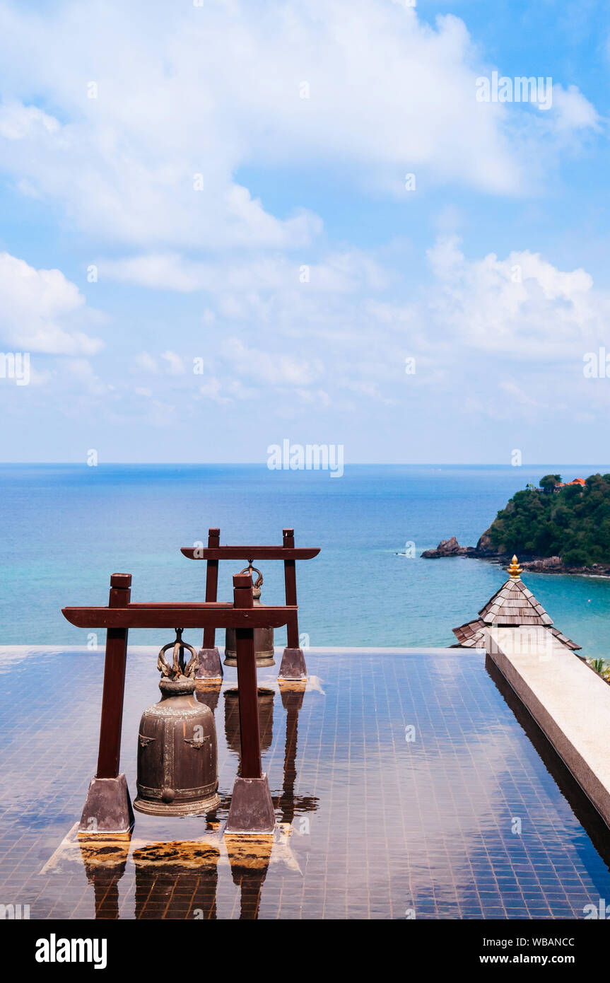 MAY 22, 2014 Krabi, THAILAND - Hill top infinity edge pool with ...