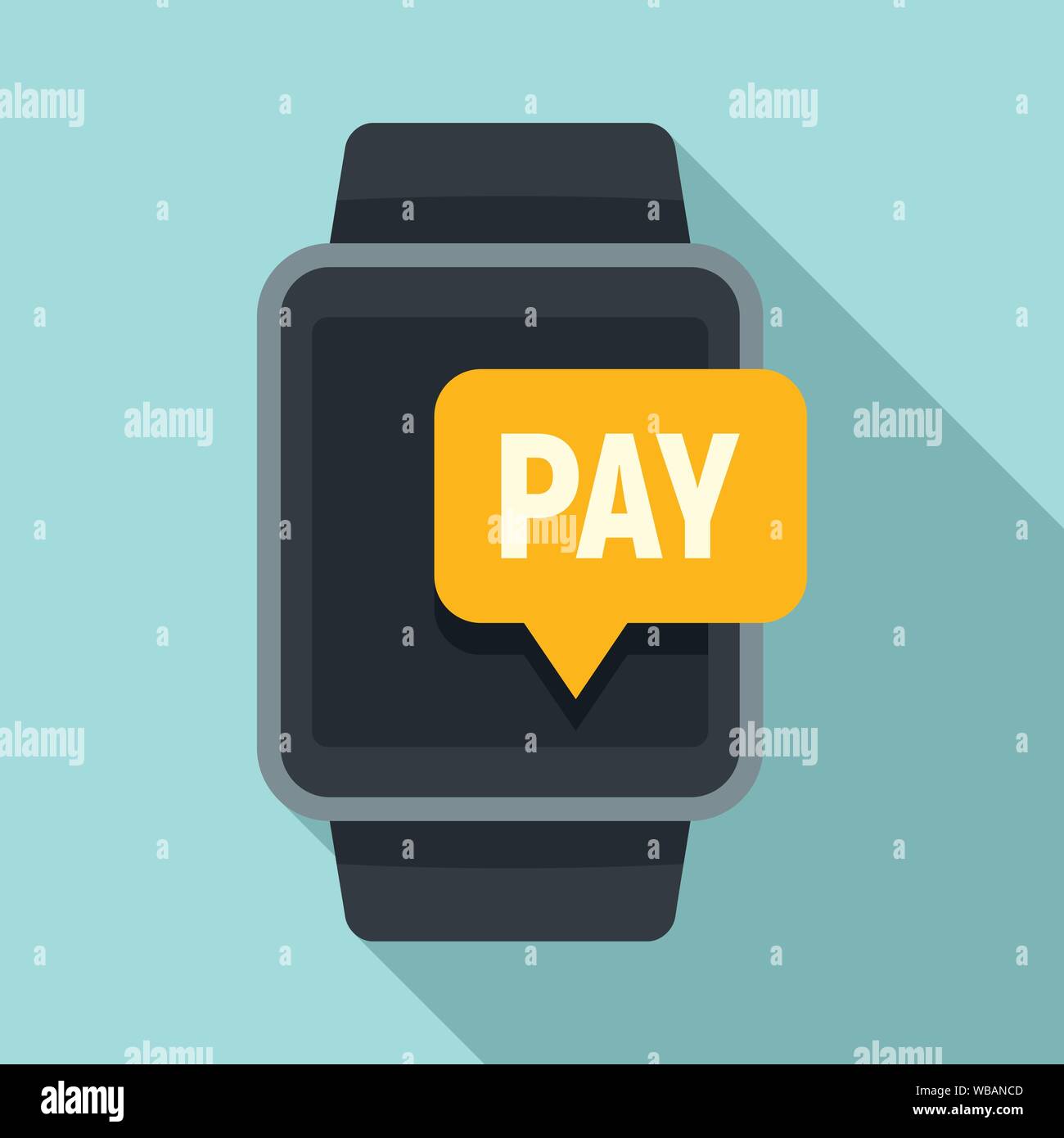 Smartwatch nfc payment icon. Flat illustration of smartwatch nfc ...
