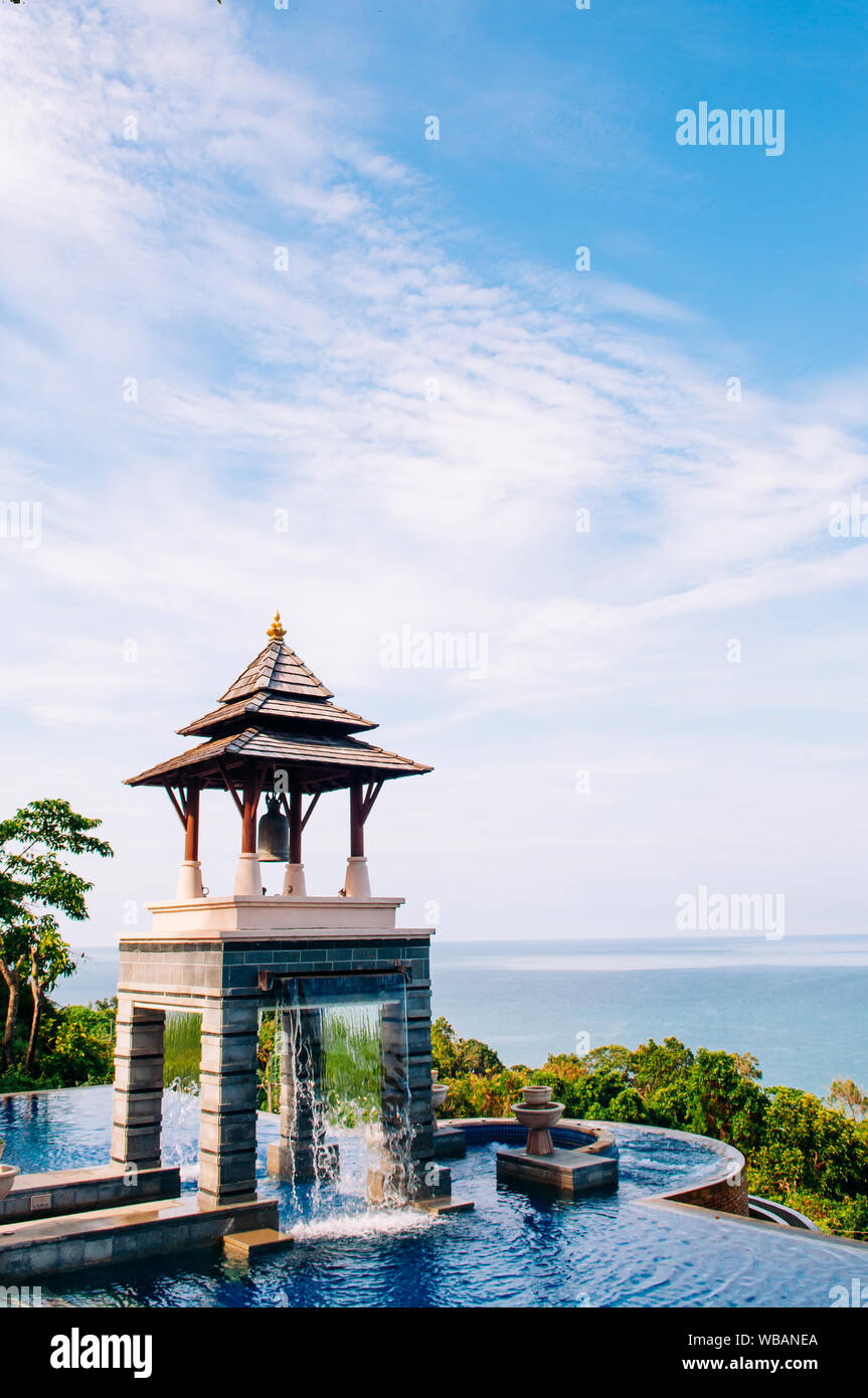 MAY 18, 2014 Krabi, THAILAND - Hill top infinity edge pool with ...