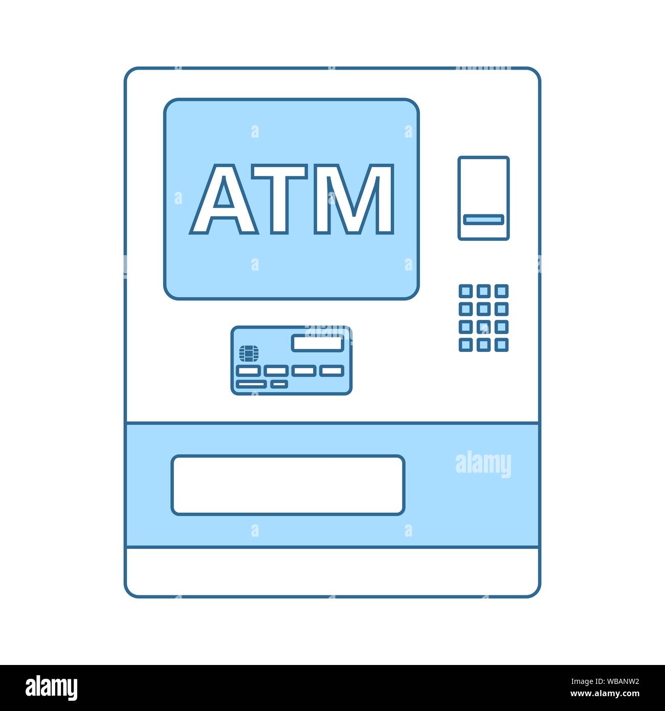 ATM Icon. Thin Line With Blue Fill Design. Vector Illustration Stock ...