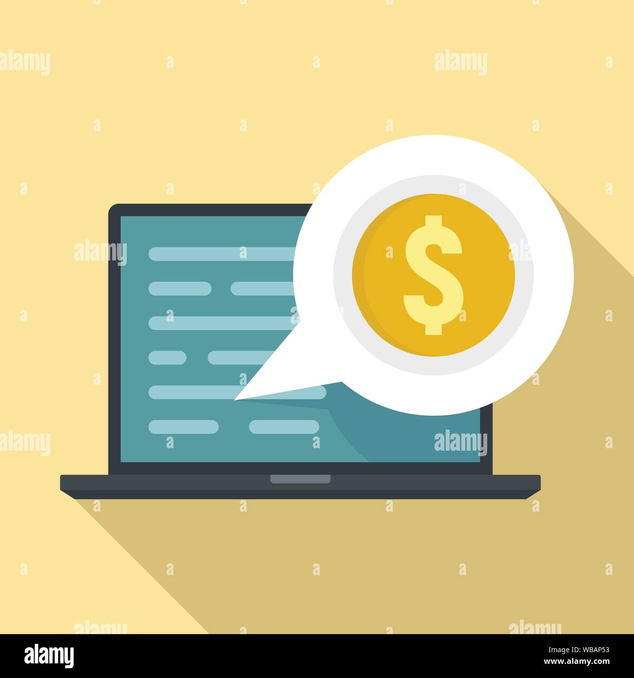 Internet laptop banking icon. Flat illustration of internet laptop ...
