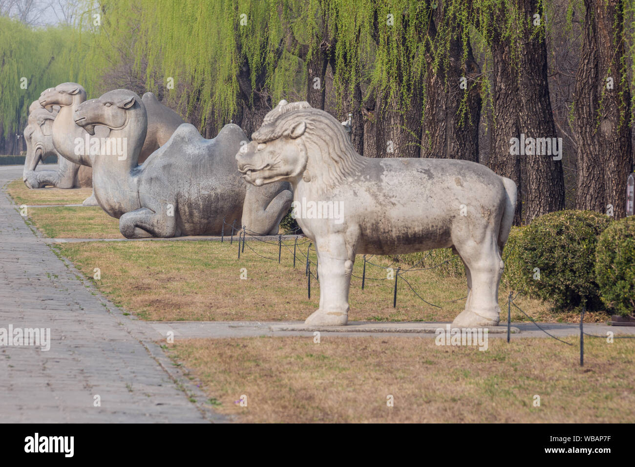 Animal statues along the Sacred Road to the Ming Graves Stock Photo - Alamy