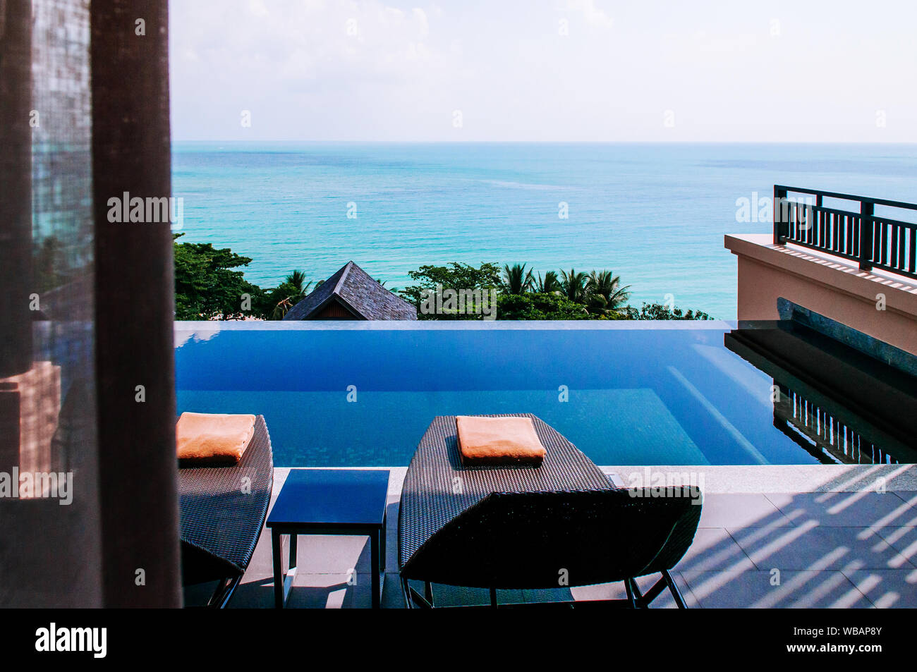 NOV 26, 2018, SAMUI, Thailand - Modern luxury Infinity edge pool with ...
