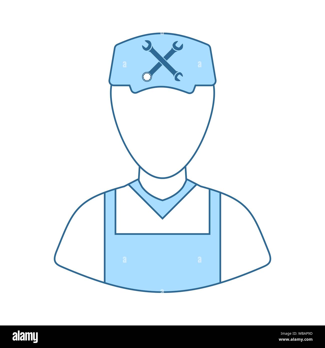 Car Mechanic Icon. Thin Line With Blue Fill Design. Vector Illustration ...