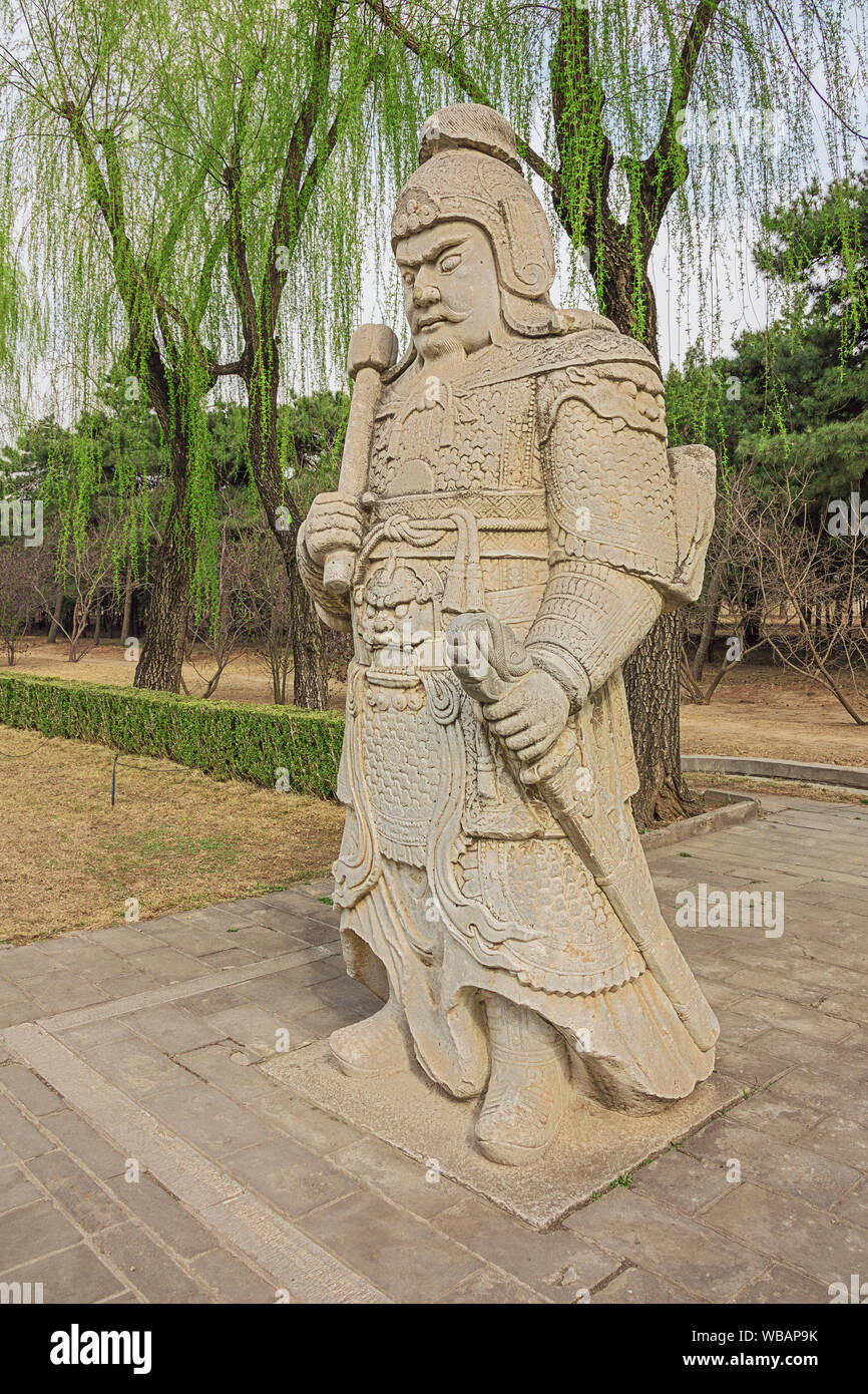 Statue of an officer along the Sacred Road to the Ming Graves Stock ...