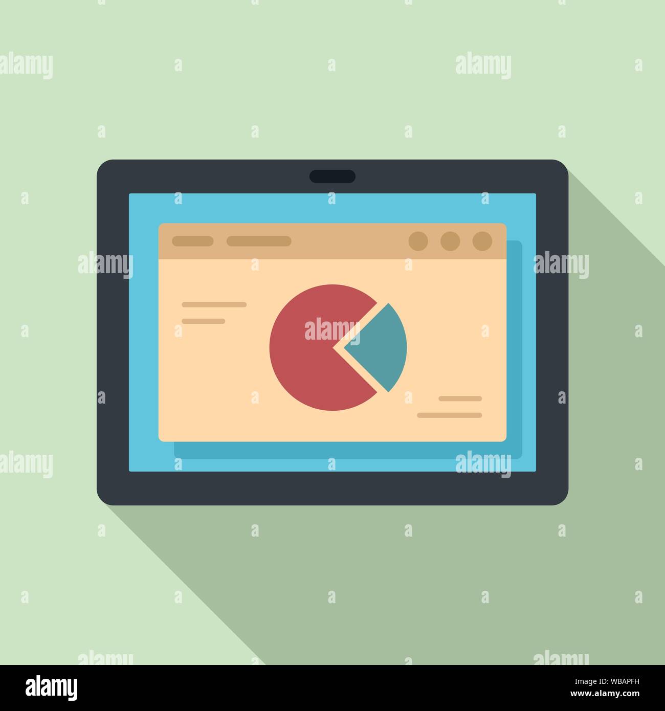 Tablet finance pie chart icon. Flat illustration of tablet finance pie ...