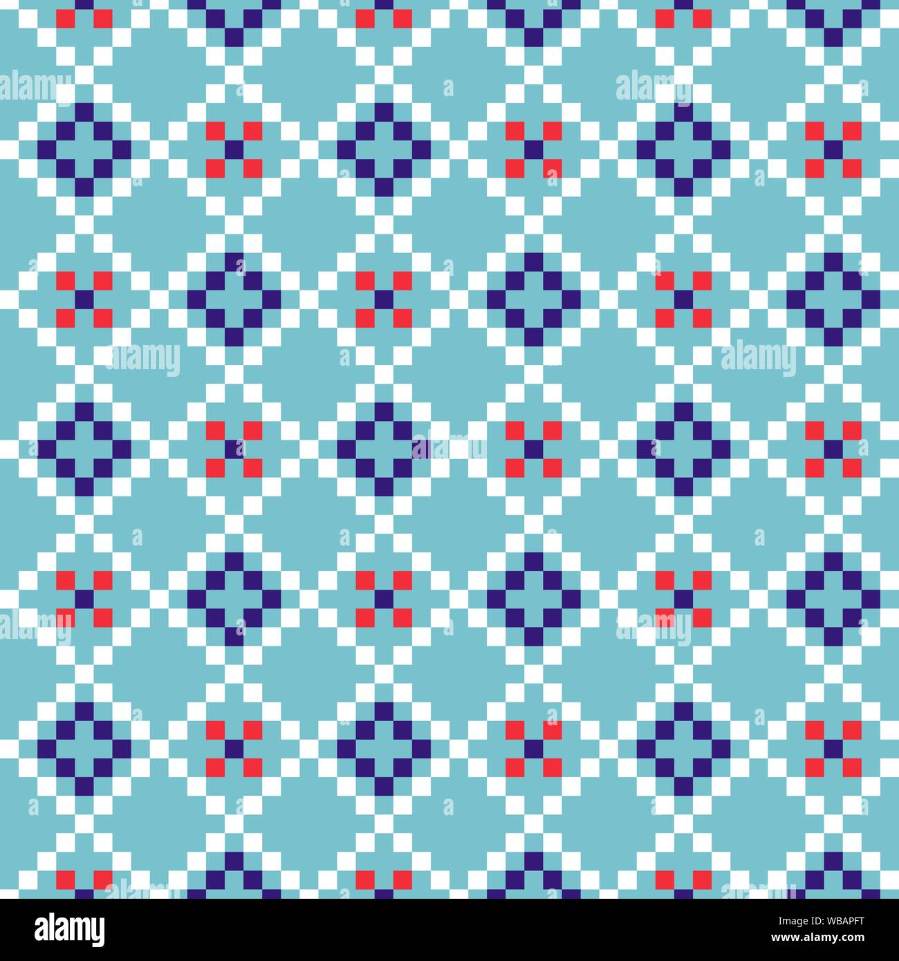 Grid geometric seamless blue pattern pixel blocks shapes texture Stock ...