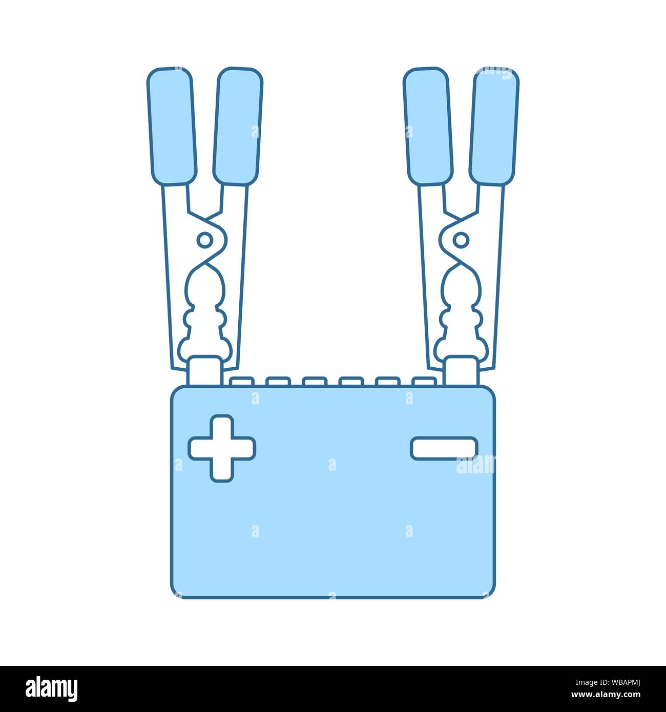 Car Battery Charge Icon. Thin Line With Blue Fill Design. Vector ...