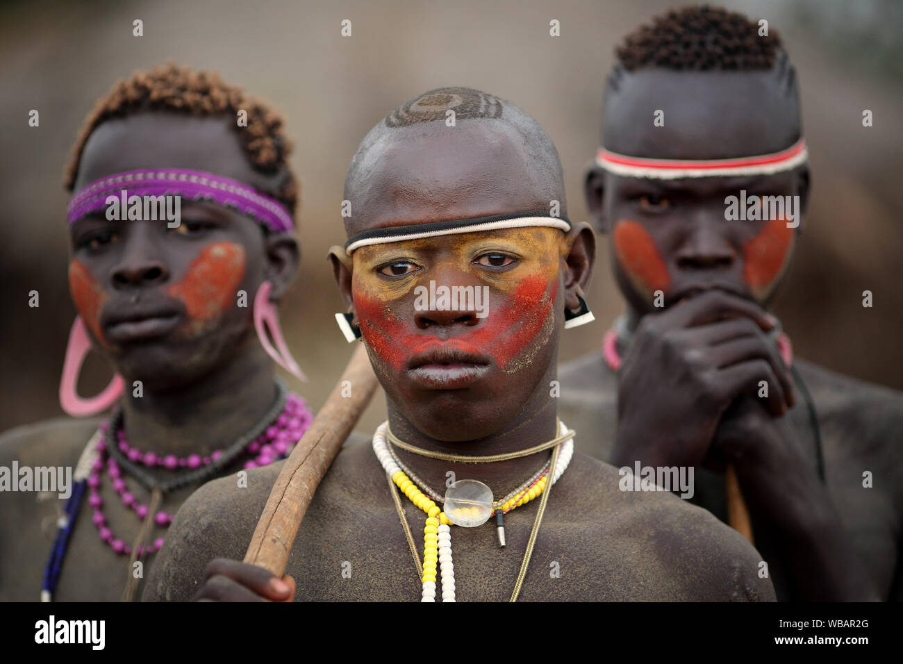 Warrior of the Mursi tribe in the Mago National Park, Lower Omo Valley ...