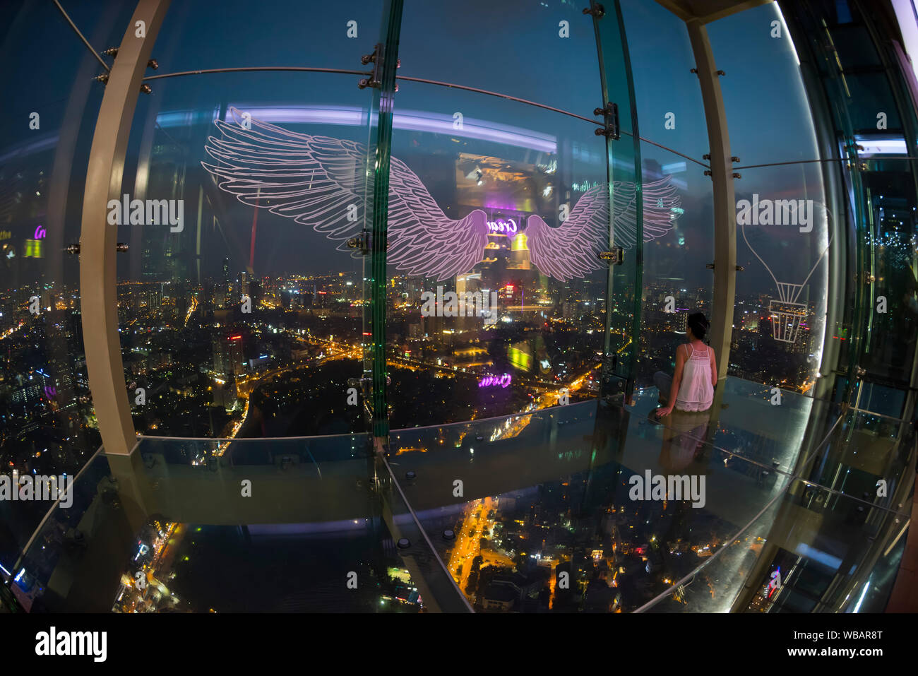 Aerial view of central Hanoi city from Lotte tower observation deck ...